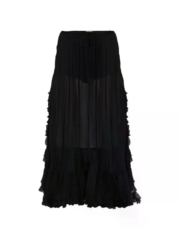 Chloé Ruffled Tiered Silk Maxi Skirt - Black