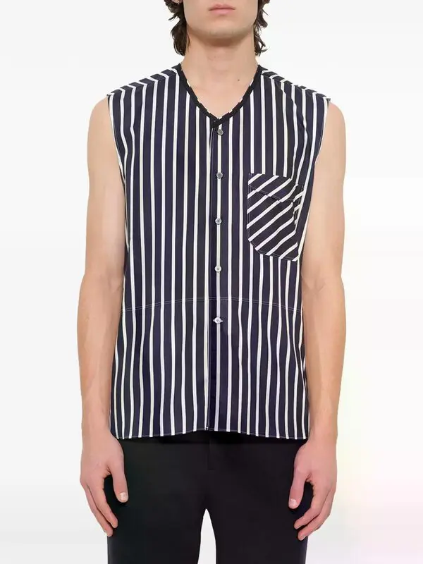 LANVIN Striped V-neck Shirt - Blue