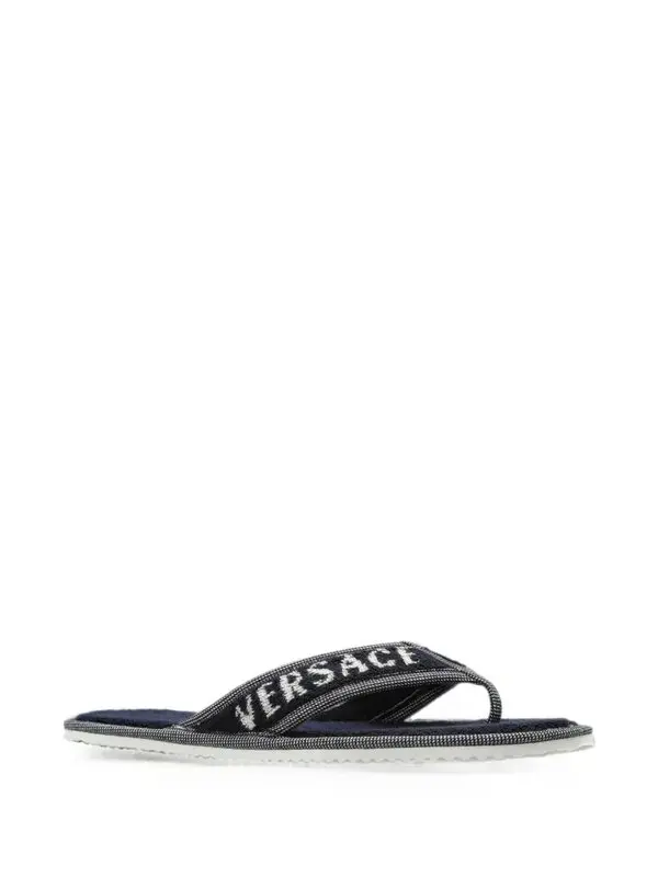 Versace Logo-embroidered Terry Slippers