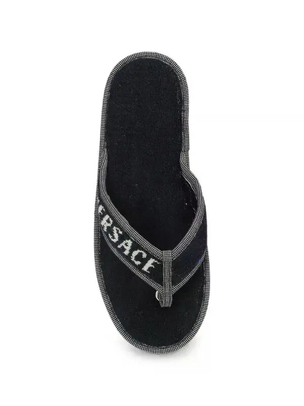 Versace Logo-embroidered Terry Slippers