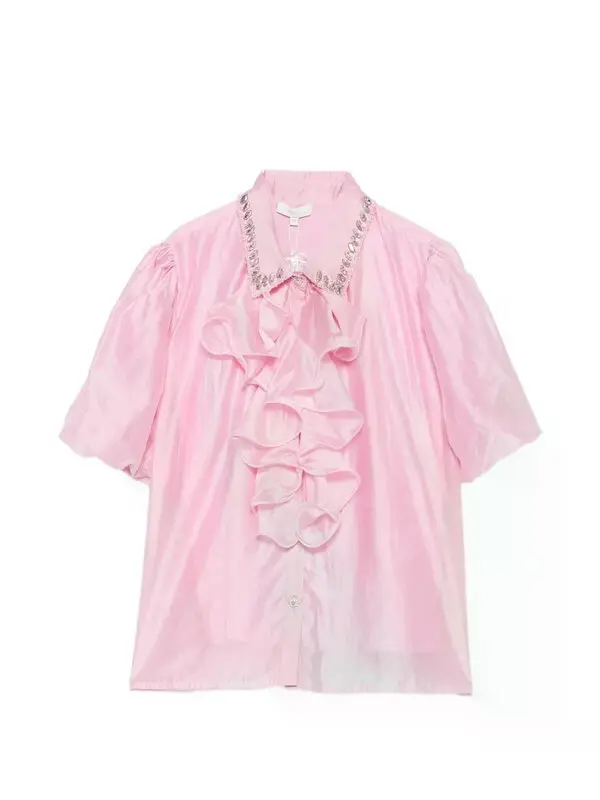 PAPER LACE Ruffled Crystal-embellished Shirt
