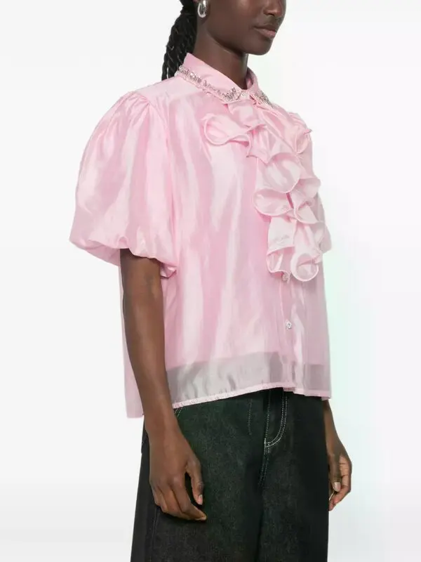 PAPER LACE Ruffled Crystal-embellished Shirt