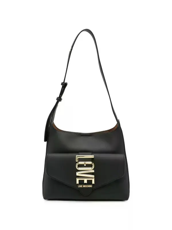 Moschino Logo Plaque Shoulder Bag - Black