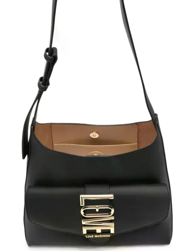 Moschino Logo Plaque Shoulder Bag - Black
