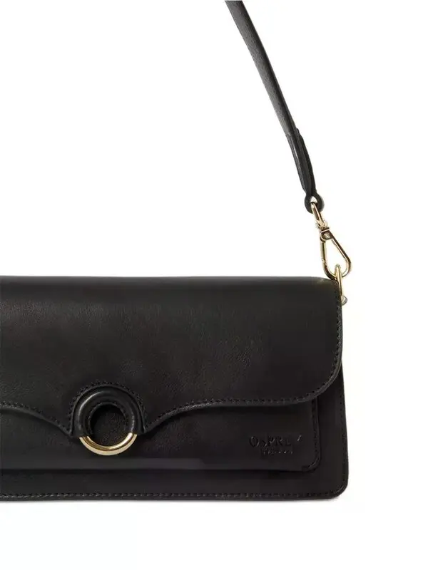OSPREY LONDON Osprey Marlow Ring Detail Leather Shoulder Bag - Black