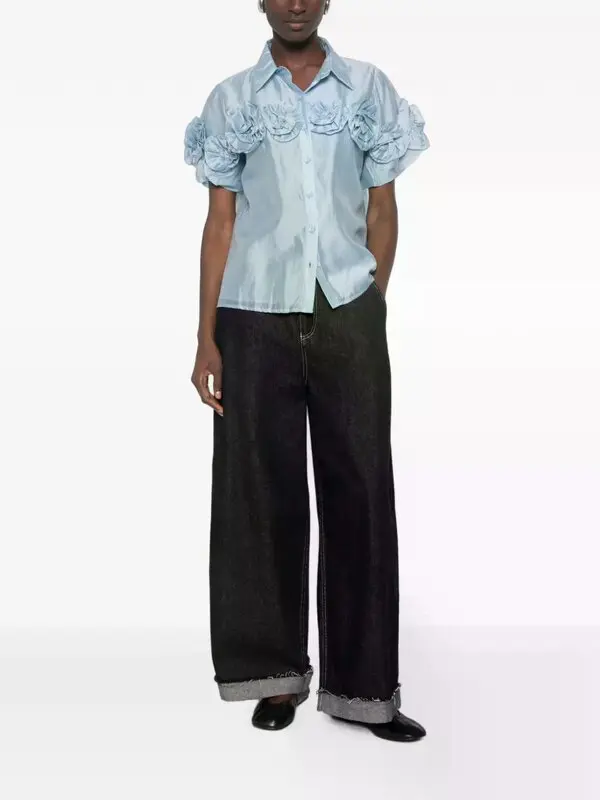 PAPER LACE Short-sleeve Shirt With Floral Appliqués