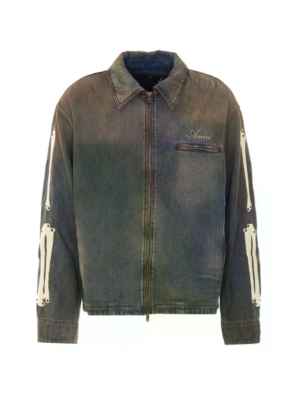 Amiri Lea Bones Zip-up Denim Jacket