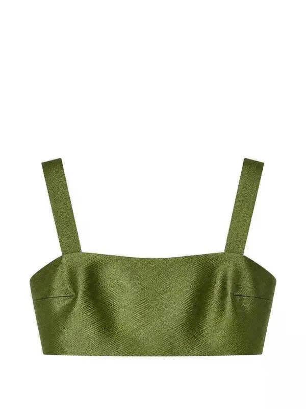 Martin Martin Billie Patterned-jacquard Crop Top - Green