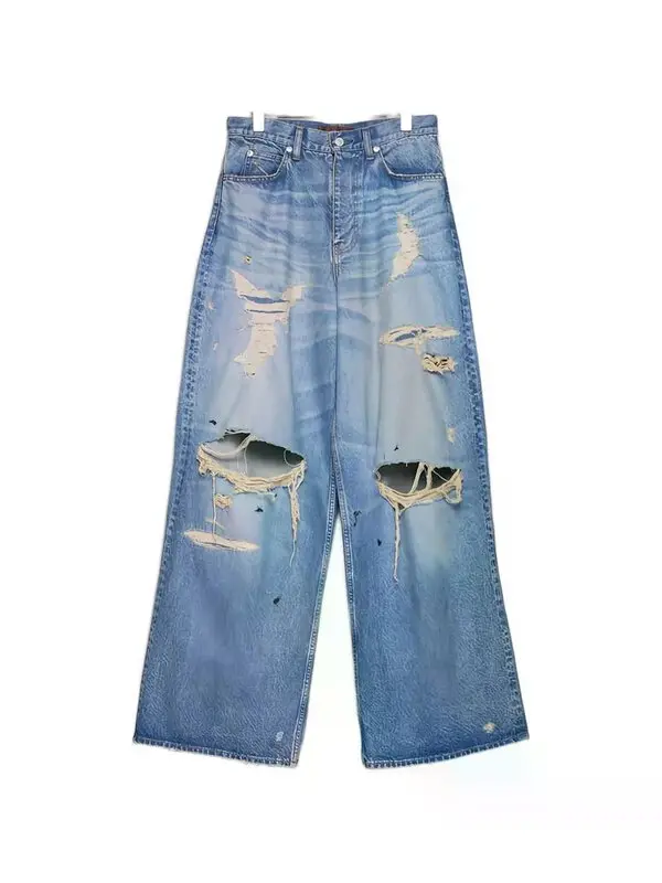 MASU Distressed Wide-leg Jeans