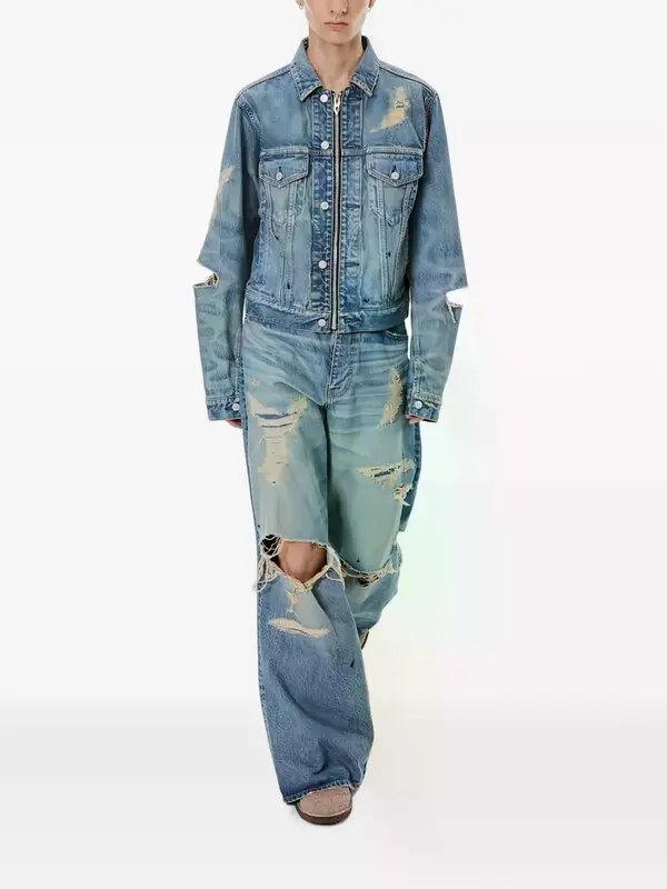 MASU Distressed Wide-leg Jeans