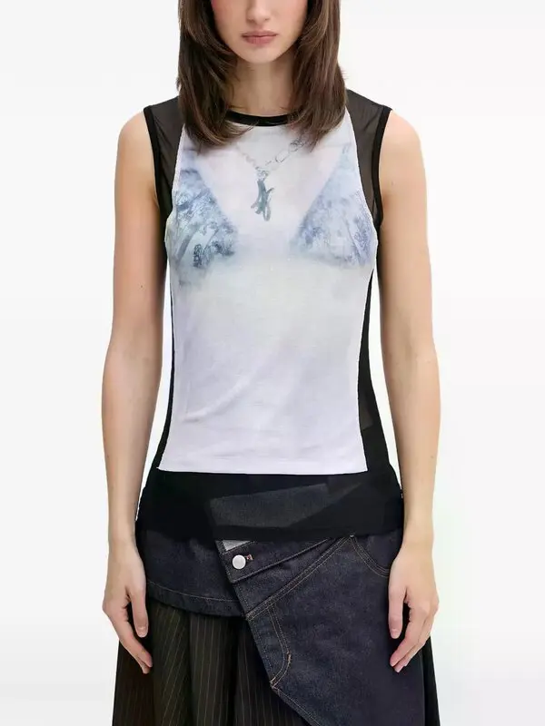 Andersson Bell Sleeveless Wet-effect Trompe-l'œil Tank Top
