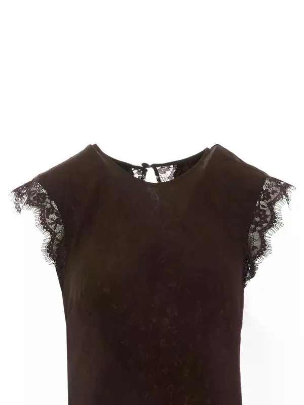 Pinko Lace-trimmed Floral Jacquard Maxi Dress - Brown