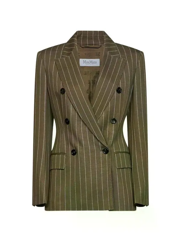 Max Mara Balta Double-breasted Pinstripe Blazer - Green