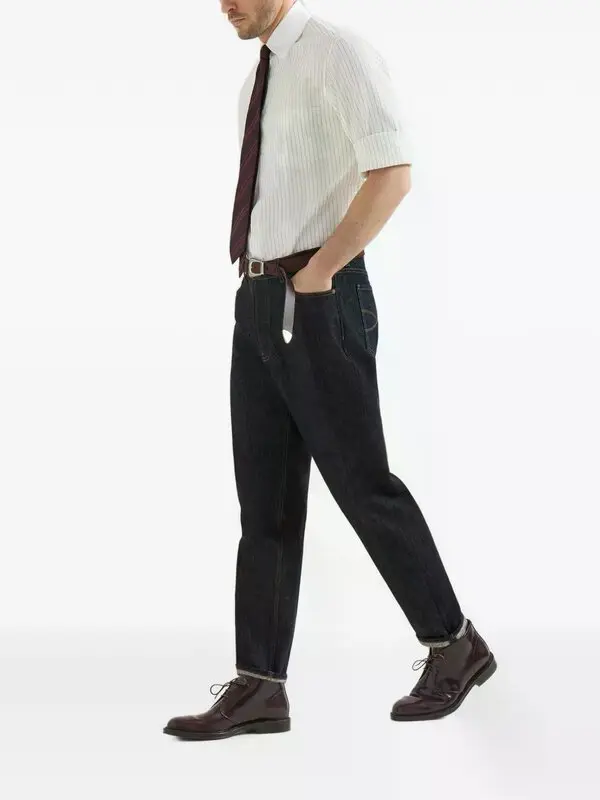 Brunello Cucinelli Indigo Cotton Contrast Stitch Jeans