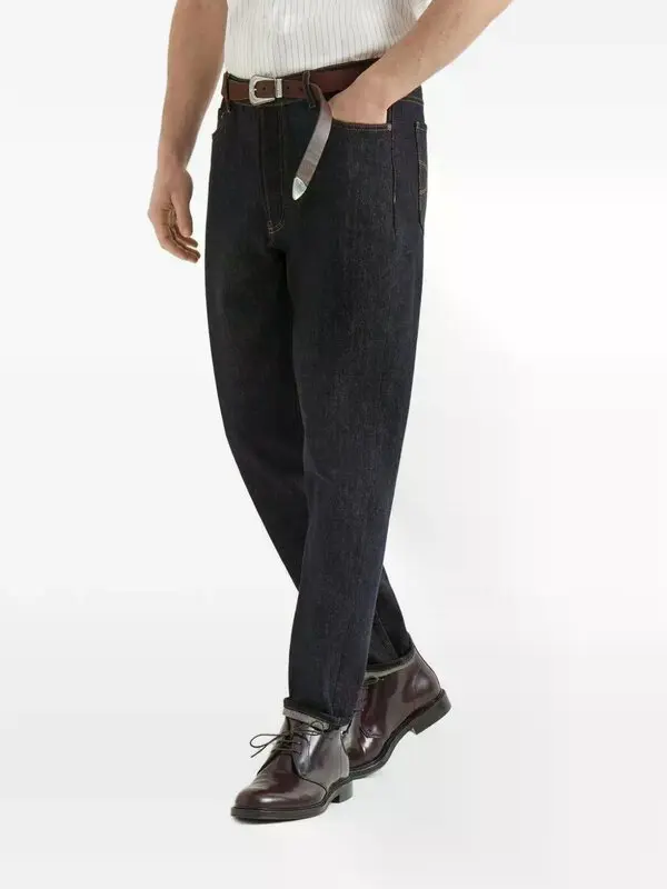 Brunello Cucinelli Indigo Cotton Contrast Stitch Jeans