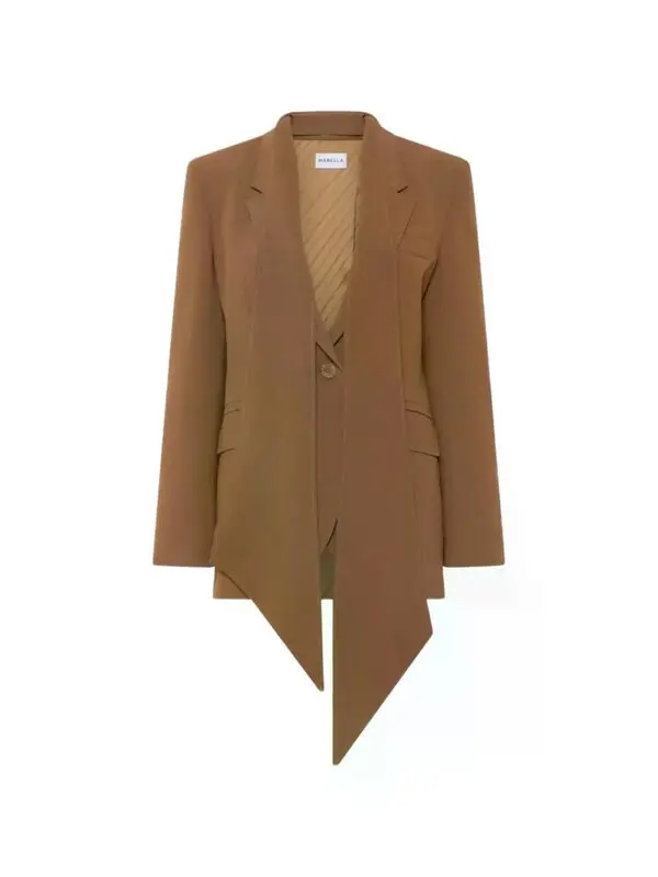 Marella Scarf-detail Single-breasted Jacket - Brown