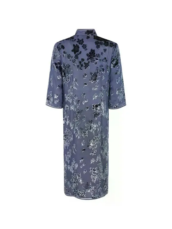 PIERRE-LOUIS MASCIA Floral-devoré Mandarin-collar Midi Dress