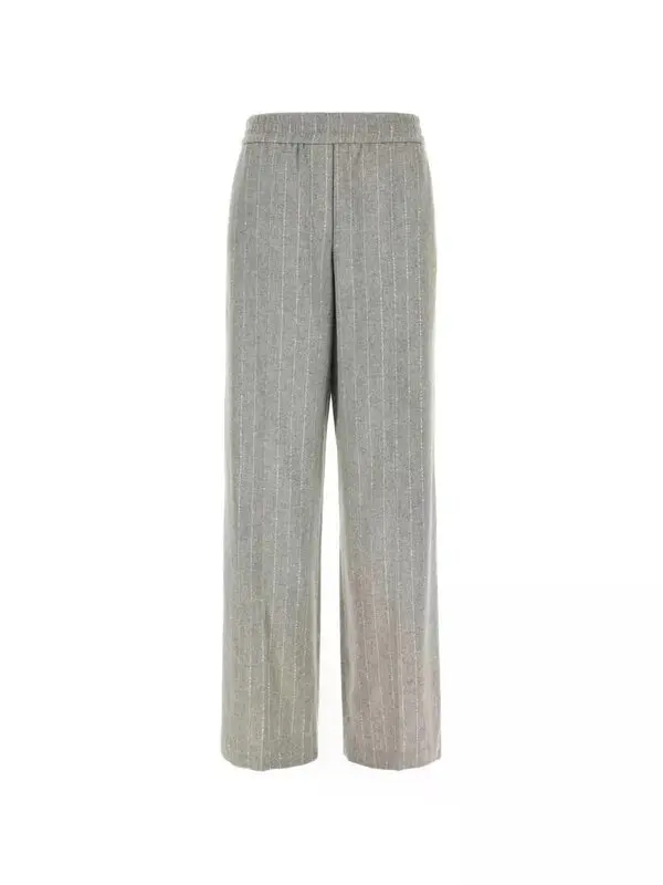 Brunello Cucinelli Monili-embellished Pinstripe Trousers - Grey