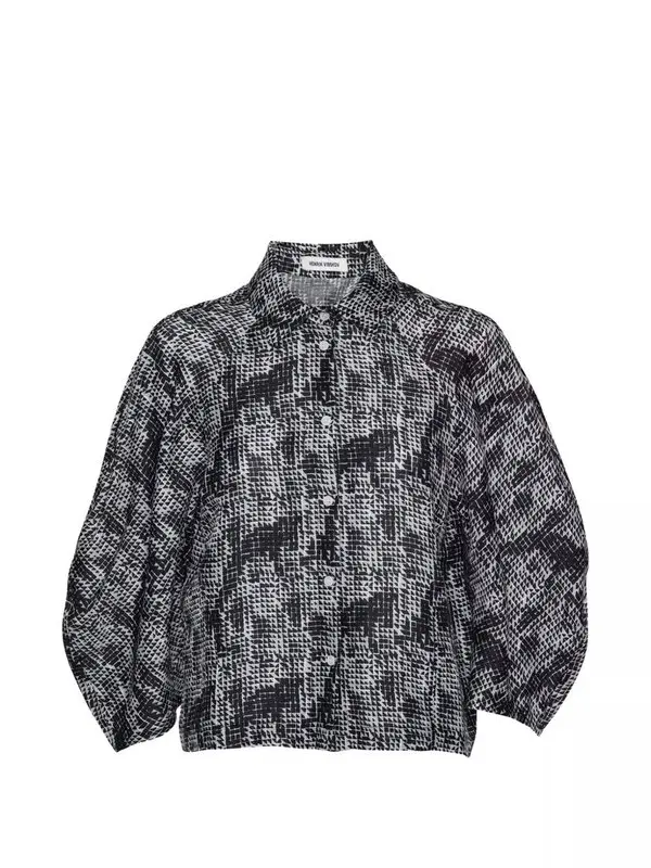 Henrik Vibskov Graphic-print Balloon-sleeve Shirt - Black