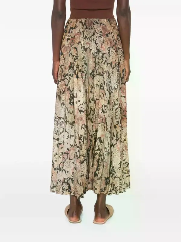 PIERRE-LOUIS MASCIA Beige Floral Print Asymmetric Skirt - Neutrals