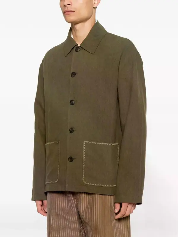 Commas Palm-embroidered Patch-pocket Overshirt