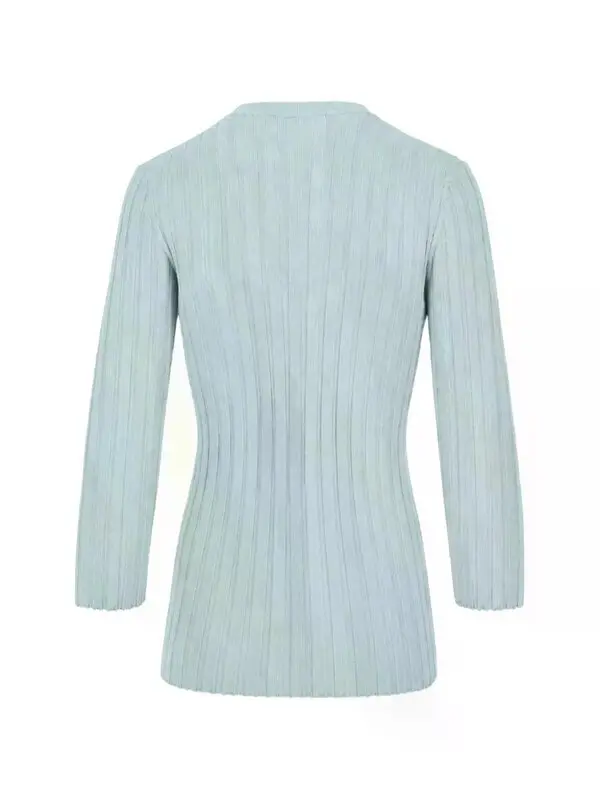 LA ROSE Ribbed-knit V-neck Sweater