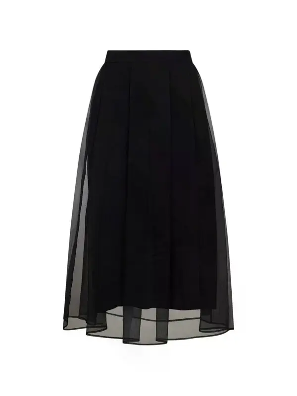 Brunello Cucinelli Pleated Layered Midi Skirt - Black