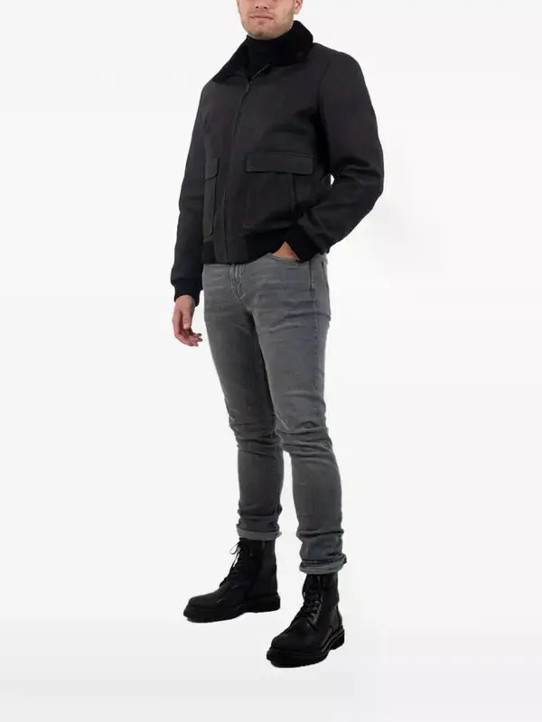 POCHE PARIS Shearling Collar Bomber Jacket