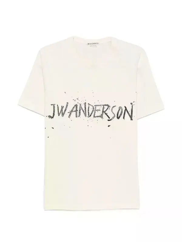 JW Anderson Circular T-shirt In Ecru - Neutrals