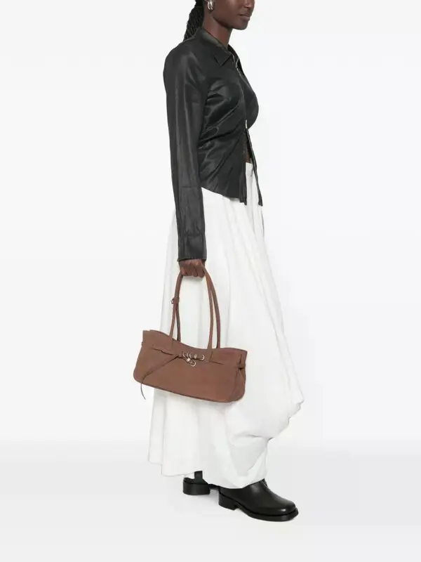 MARGESHERWOOD Suede Shoulder Bag With Buckle Detail - Brown