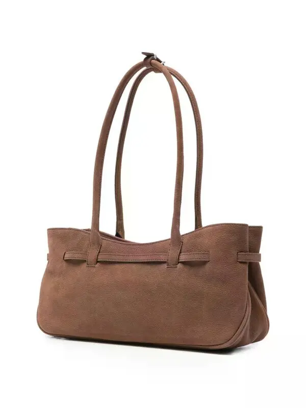 MARGESHERWOOD Suede Shoulder Bag With Buckle Detail - Brown