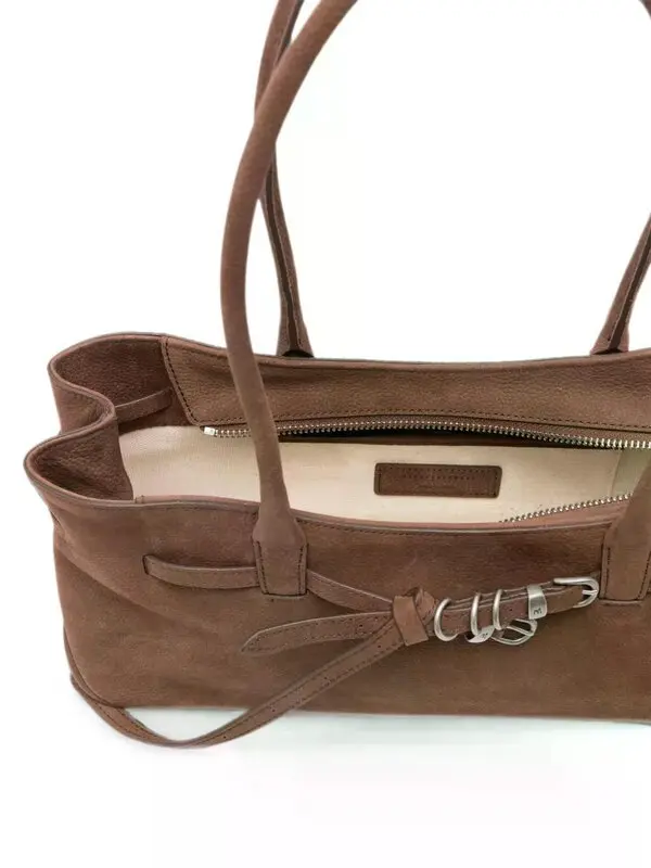 MARGESHERWOOD Suede Shoulder Bag With Buckle Detail - Brown