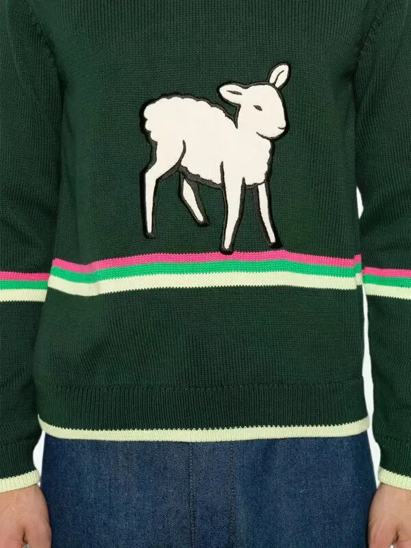 JW Anderson Lamb Intarsia Striped Trim Sweater