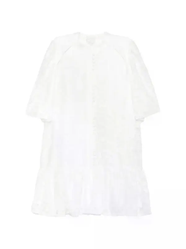 PAPER LACE Floral-pattern Mini Shirt Dress