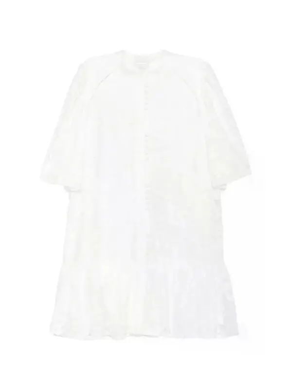 PAPER LACE Floral Pattern Mini Shirt Dress - White