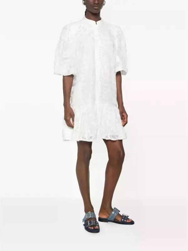 PAPER LACE Floral Pattern Mini Shirt Dress