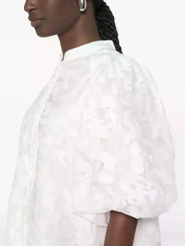 PAPER LACE Floral Pattern Mini Shirt Dress