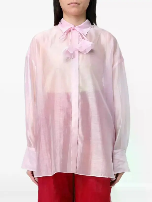 HANITA Pussy-bow Chiffon Shirt - Pink