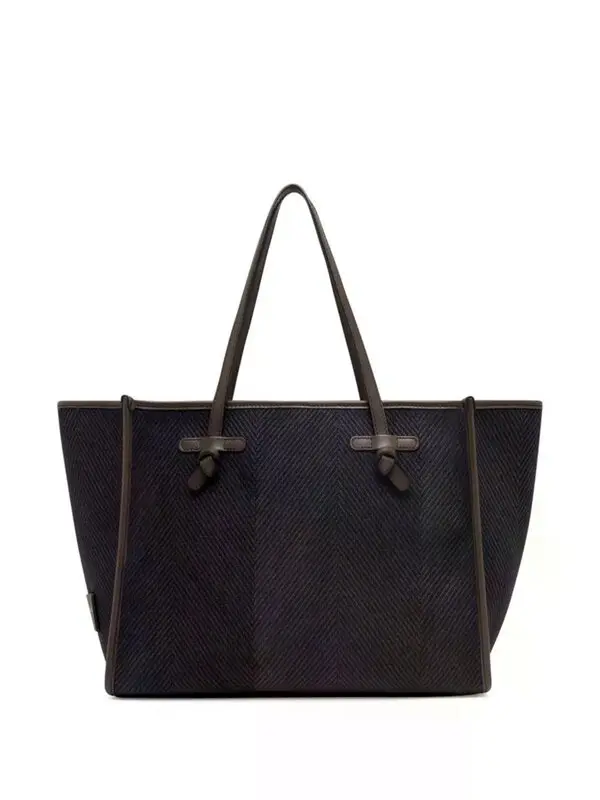 GIANNI CHIARINI Marcella Herringbone-pattern Tote Bag - Blue