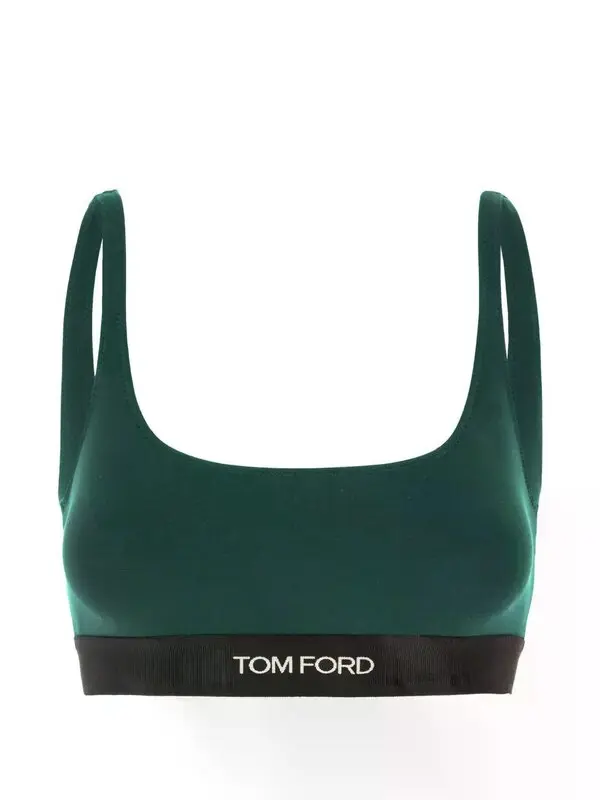 TOM FORD Logo-waistband Sports Bra - Green