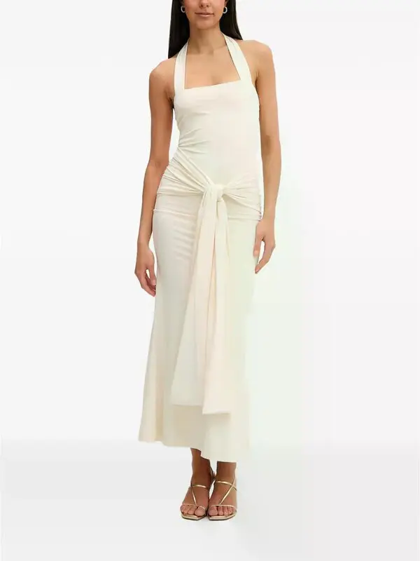 Bardot Emilia Knot-detail Halterneck Maxi Dress - Neutrals