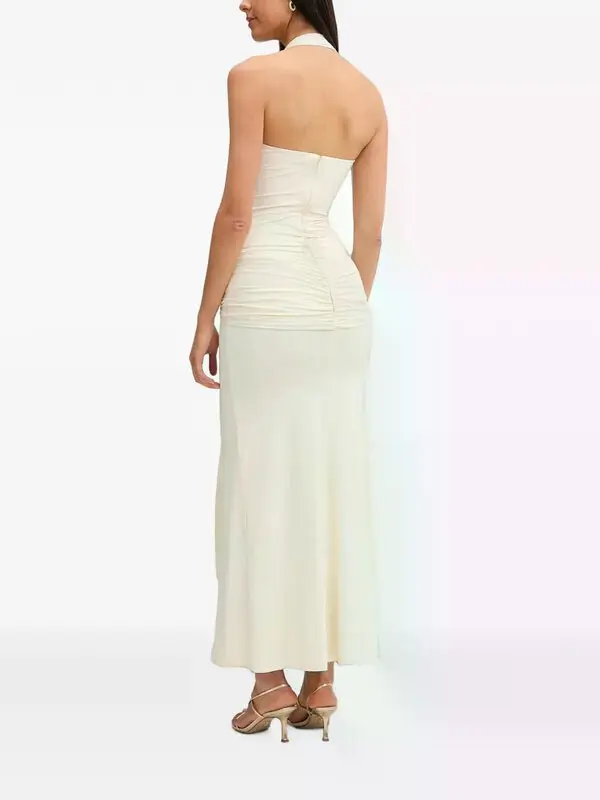 Bardot Emilia Knot-detail Halterneck Maxi Dress - Neutrals