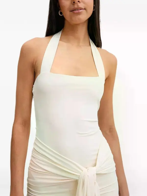 Bardot Emilia Knot-detail Halterneck Maxi Dress - Neutrals