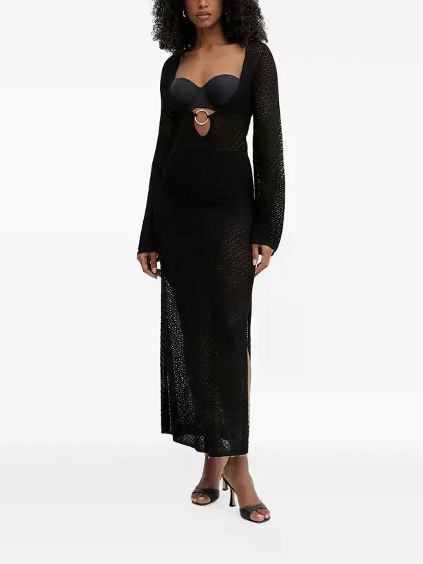 Bardot Bryn Crochet-knit Ring-detail Maxi Dress - Black