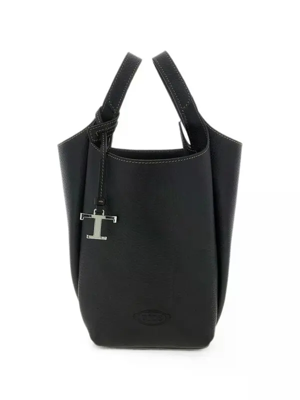 TOD'S T Timeless Hammered Leather Bucket Bag - Black