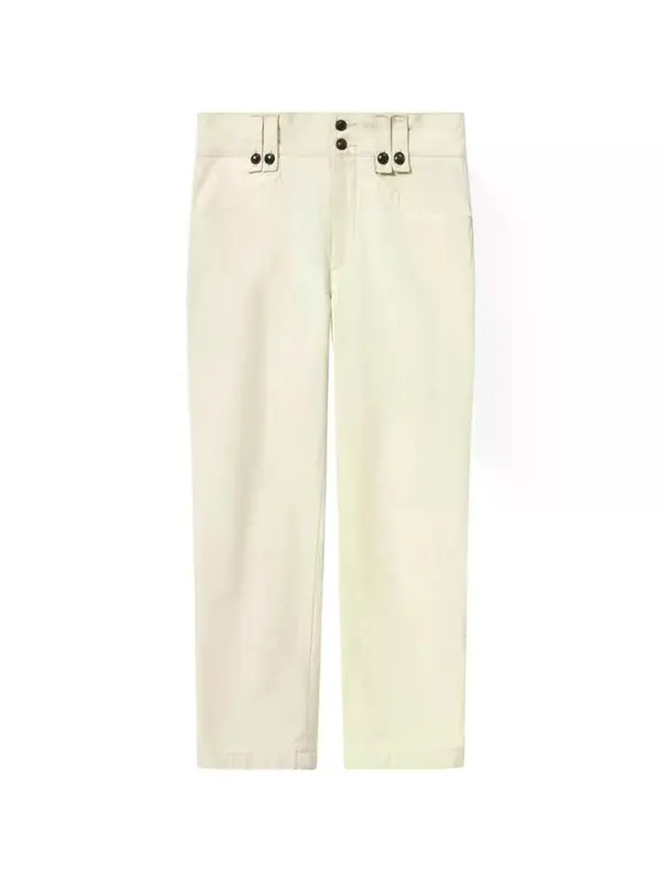 Isabel Marant Étoile Berna Twill Texture Slim Cut Button Detail Pants
