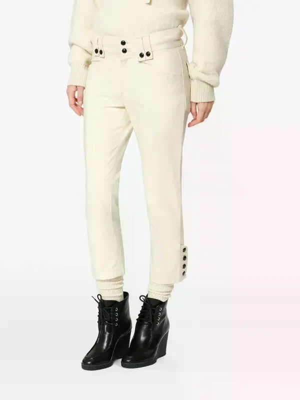 Isabel Marant Étoile Berna Twill Texture Slim Cut Button Detail Pants