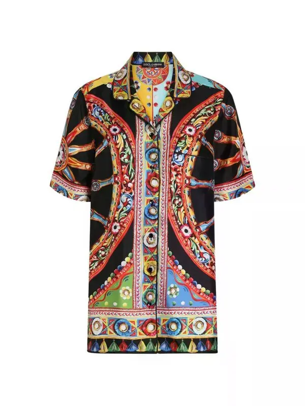 Dolce & Gabbana Carretto-print Silk Twill Vanity Shirt - Black