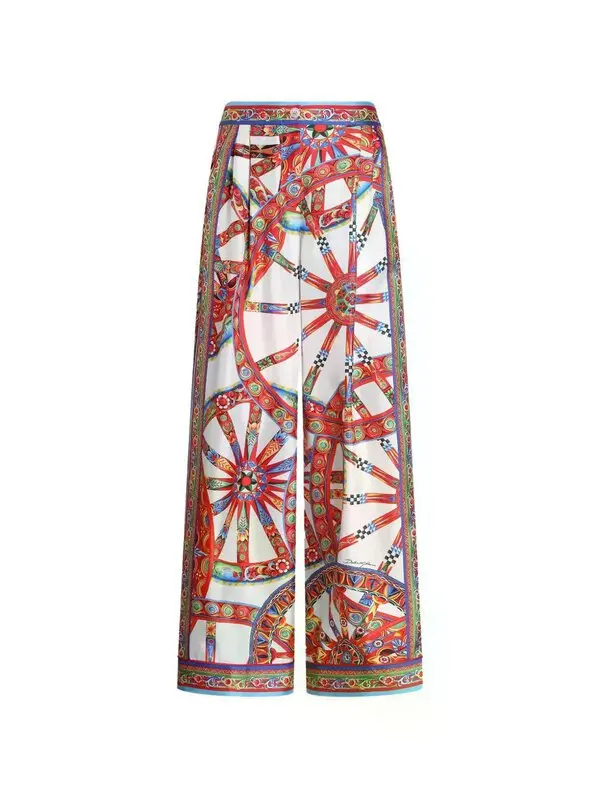 Dolce & Gabbana Carretto-print Silk Twill Vanity Trousers