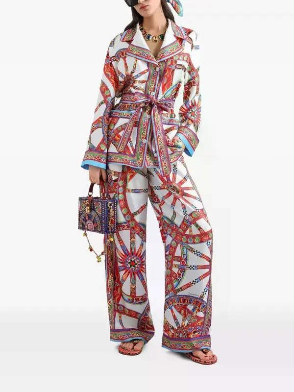 Dolce & Gabbana Carretto-print Silk Twill Vanity Trousers